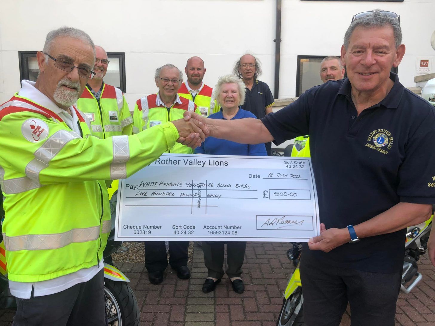 Donation to The Whiteknights Yorkshire Blood Bikes - Maltby and Rother ...